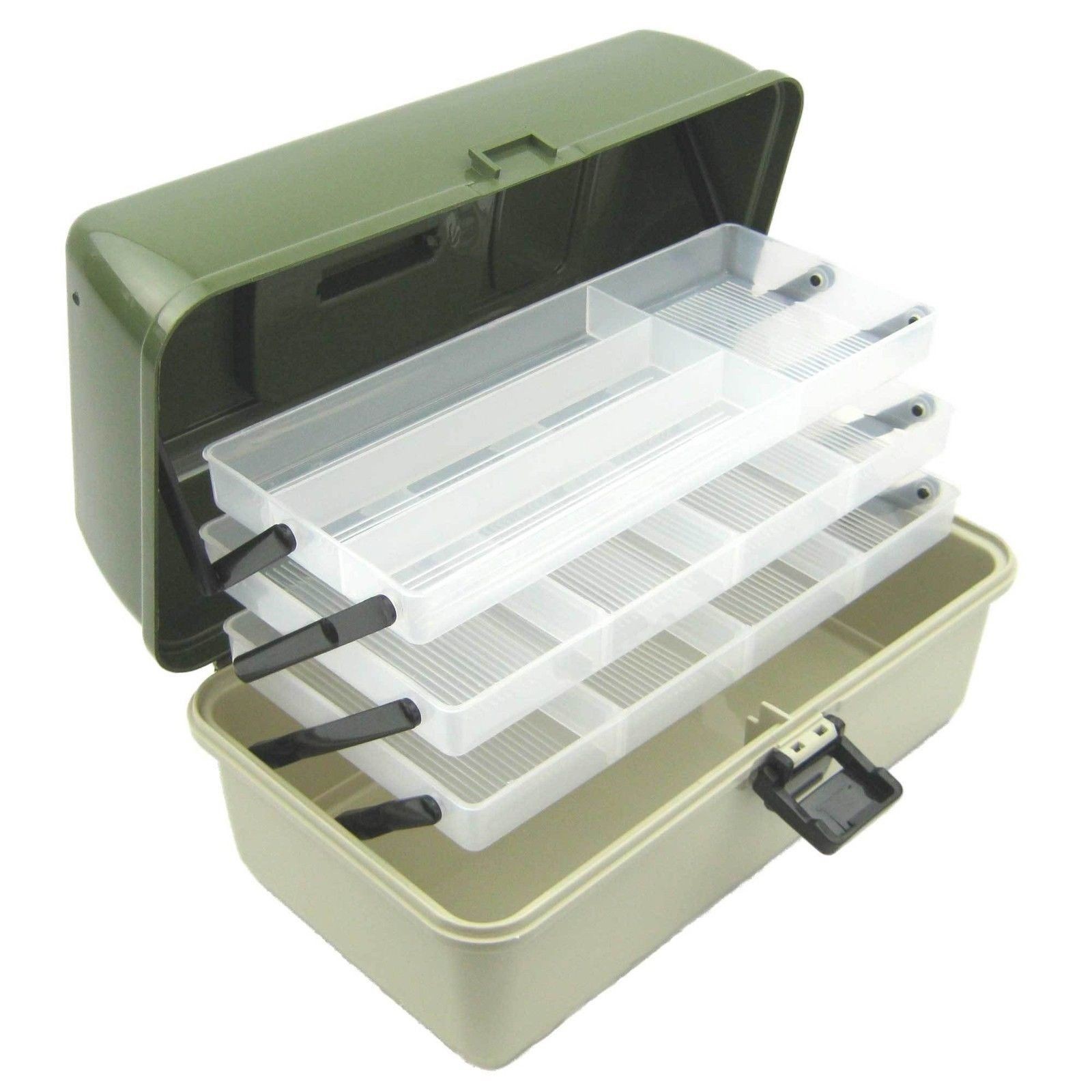 3 TIER CANTILEVER FISHING TACKLE BOX. LARGE 'TOUGH BOX' RODDARCH ...