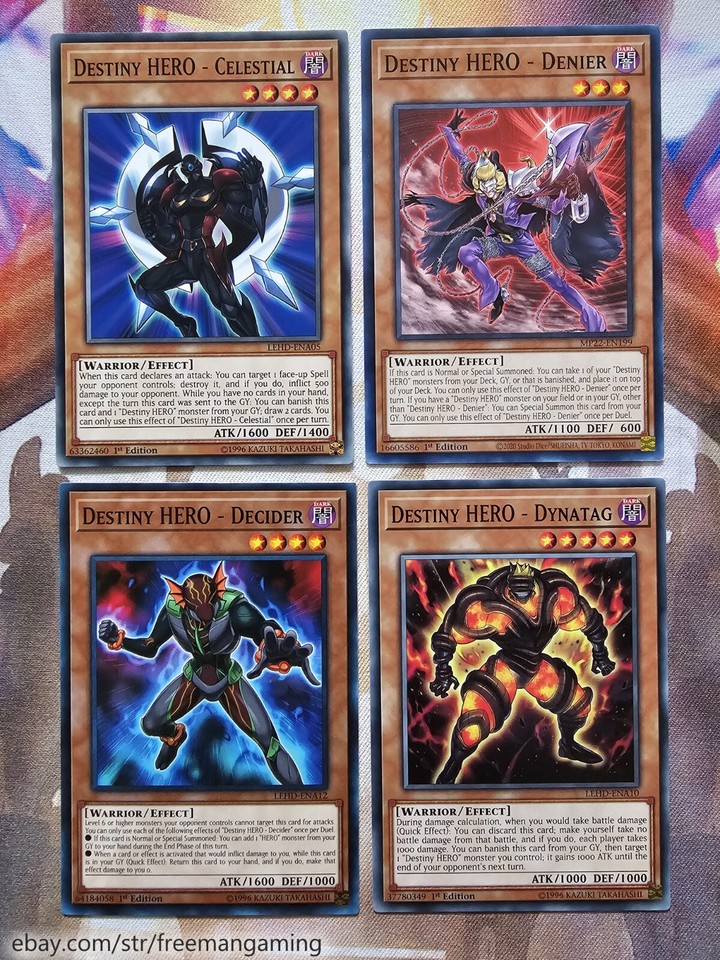 Yugioh Aster Phoenix Destiny Hero Deck 47 Card Fusion Malicious Plasma ...