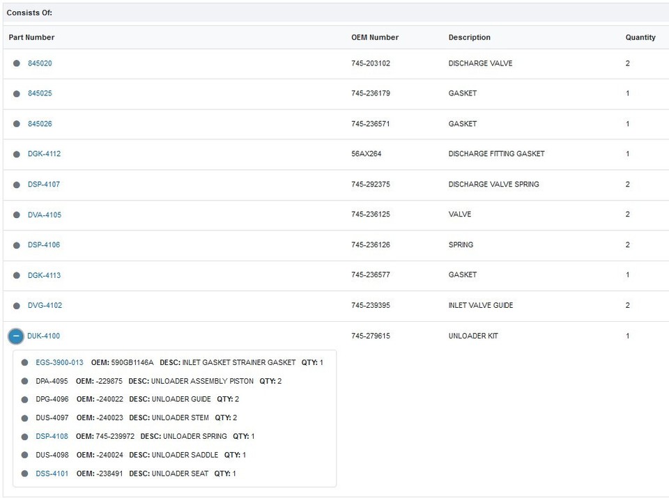 Air Compressor Maint Kit Tu-Flo 400 | PAI# DMK-4092 | Ref. # 229416 | 2 ...