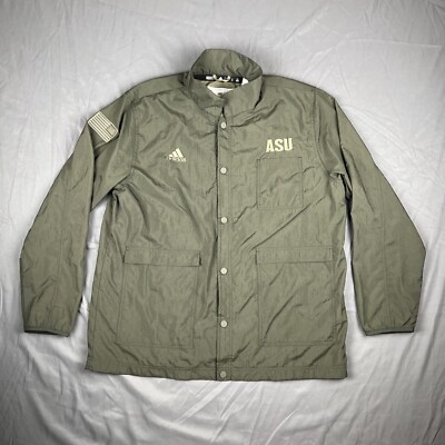 ADIDAS ASU American Flag Patch Windbreaker Jacket Men's Size XL Army ...