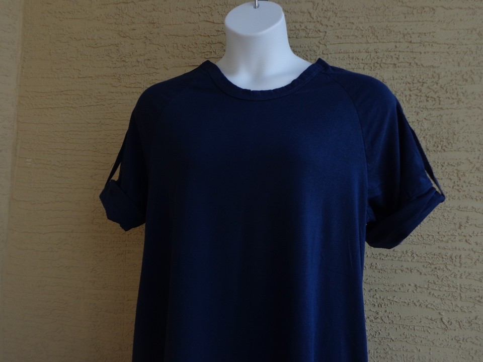 Woman Within Cotton Jersey S/S A- Line Tee Shirt Dress S 12W Navy | eBay