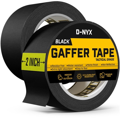 Gaffer Tape 2 Inch x 2 Pack Black Gaff Tapes, Heavy Duty No Residue ...