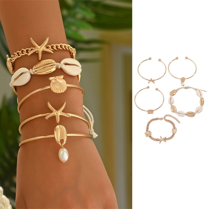 Inspired Seashells Bracelet Stackable Design Beach Wrist Jewelry Gift ...