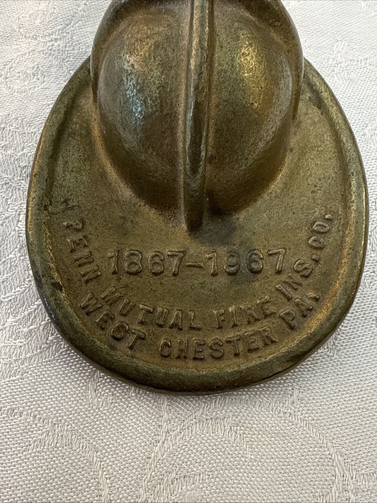 Vintage Brass Fire Fighter Helmet Penn Mutual Fire Insurance Co West ...