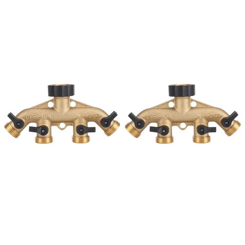 3/4 Inch Brass 4 Way Hose Pipe Splitter Nozzle Switcher Tap Connectors ...
