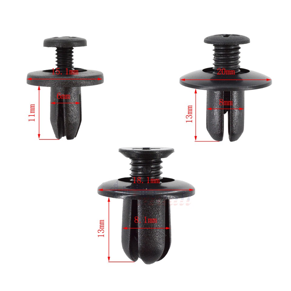 100Pack Universal Rivet Push Clips Retainer Fender Liner Fastener for ...
