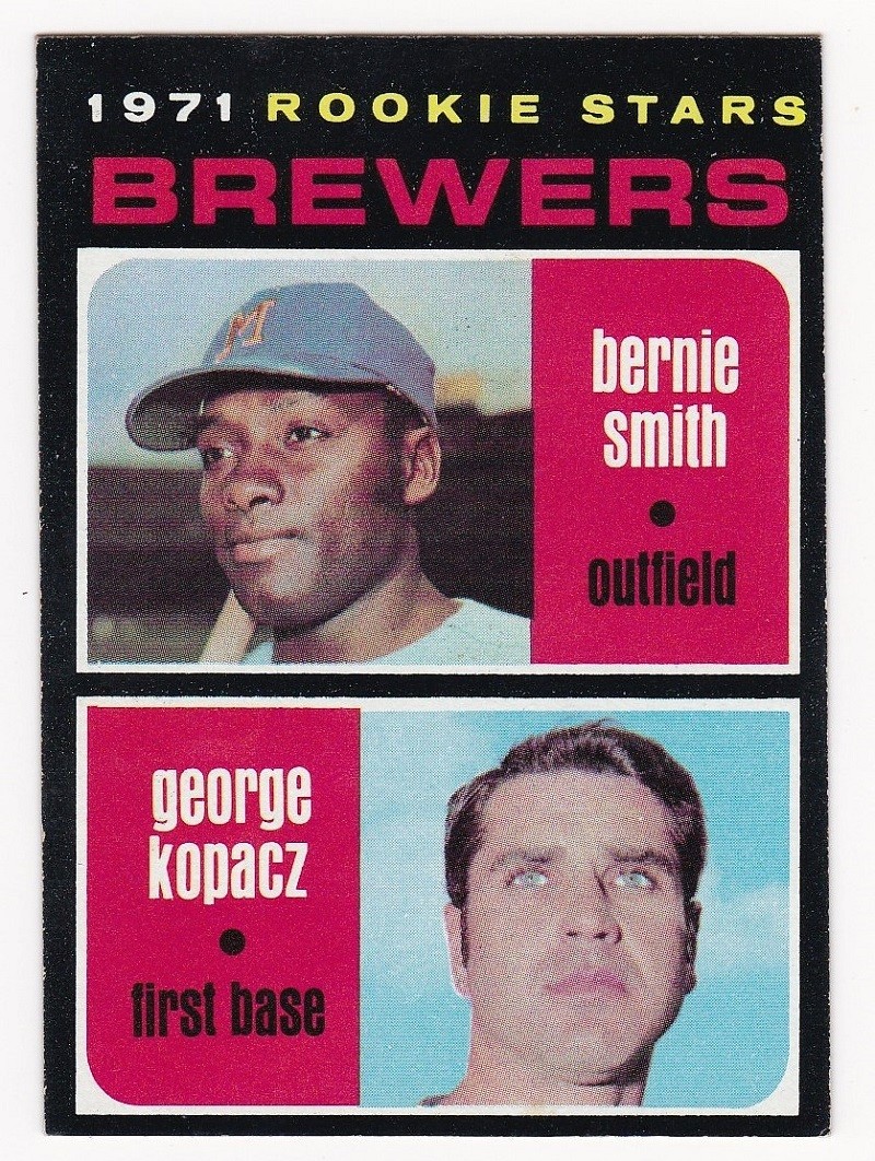 BREWERS ROOKIE STARS 1971 Topps Baseball RC # 204 Bernie Smith Kopacz ...