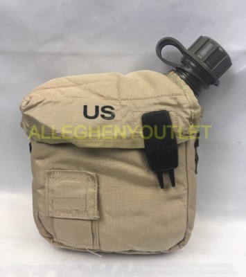 US Military 2 QT Collapsible Water Canteen + Desert Tan Cover Pouch NO ...