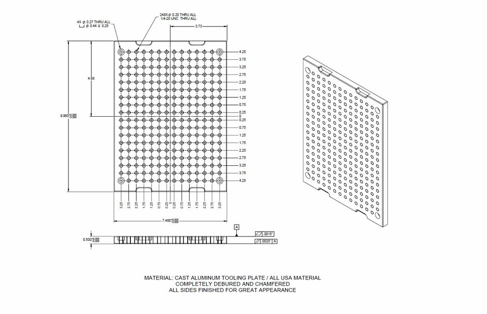 7-1/2" x 10" x 1/2" MIC7 Aluminum Fixture/Sacrificial Plate, Mini ...