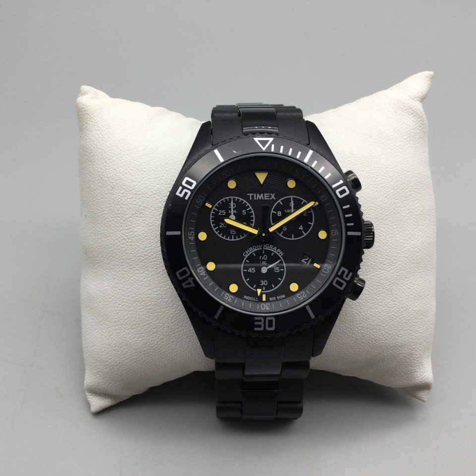 Timex Chronograph T Series Watch Men Black Indiglo 41mm T2N866 New ...