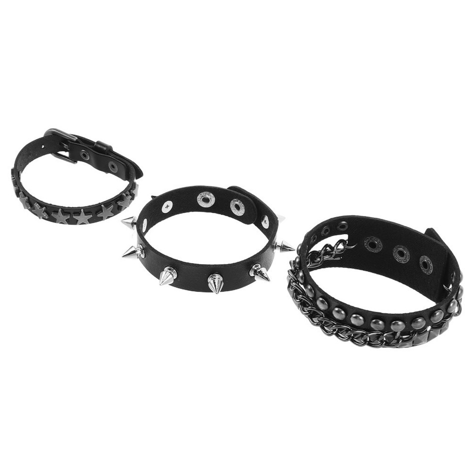 1 Set Fake Bracelets Punk Goth Cuff Bracelet Gothic Rivet Buckle | eBay ...