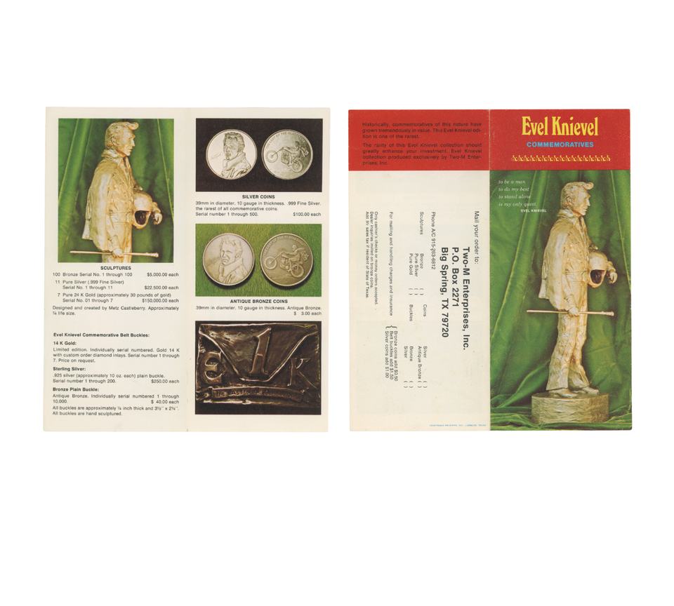 Rare Evel Knievel Coin, Buckle & Sculptures Brochure! Motorcycle ...