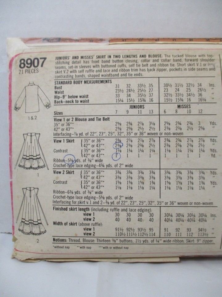 Simplicity Pattern 8907 Jessica Gunne Sax Size Junior 7 Skirt 2 Lengths ...