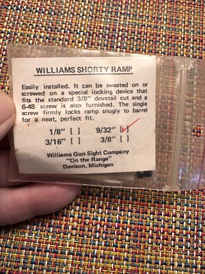 WILLIAMS SHORTY RAMP 9/32” SIZE ~ NEW OLD STOCK COMPLETE W SCREW | eBay