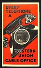 Every Telephone A Western Union Cable Office c1936 Adv. Folded Flyer ...