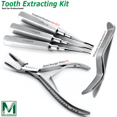 Basic Tooth Extraction Kit Coupland Dental Extracting Elevators Rongeur ...