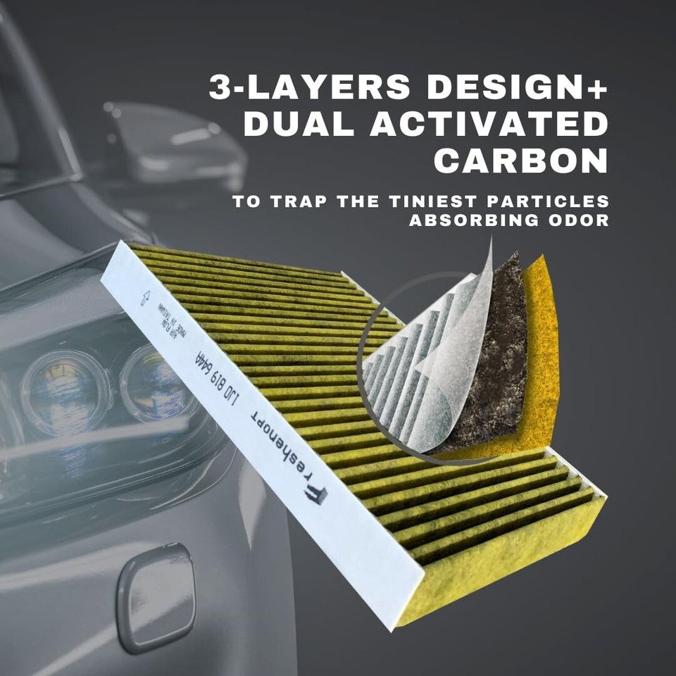 2PCS FreshenOPT 3-Layer Cabin Filter for Toyota Tundra OE: 871390C010 ...