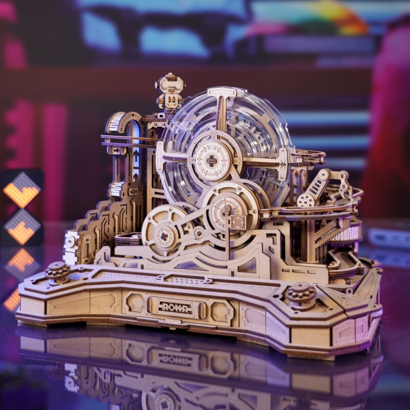 ROKR Pinball Model Gear Ball Challenge 3D Wooden Puzzle Model Kits DIY ...