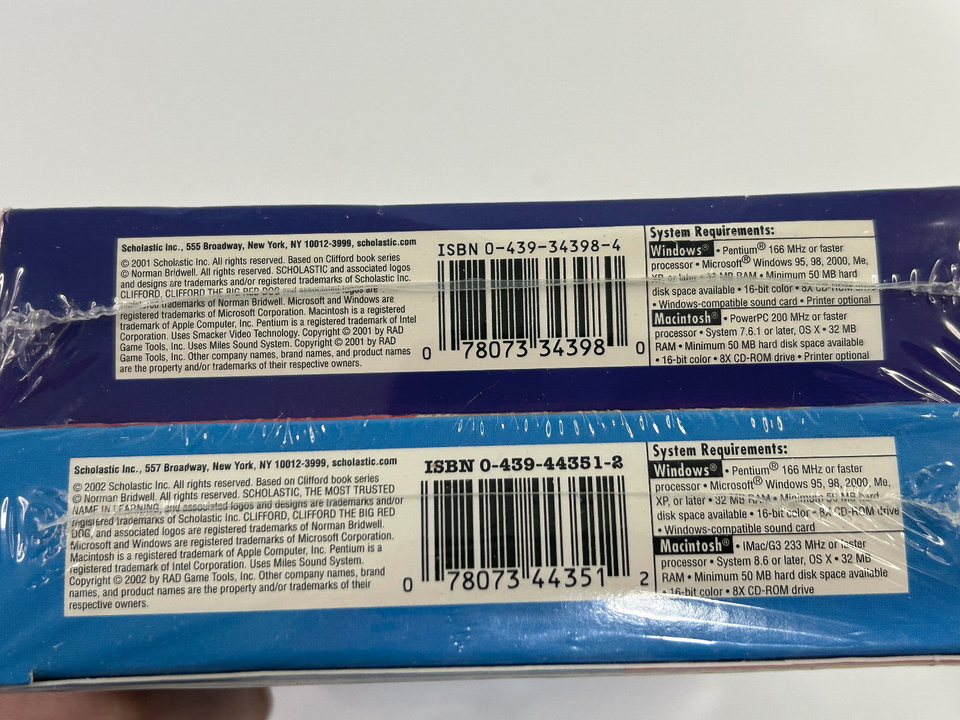 Lot of 2 Clifford The Big Red Dog Scholastic PC Games Sealed Two Titles ...