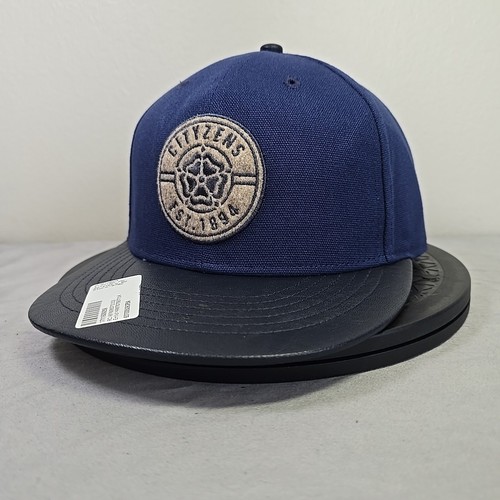 Manchester City Citizens Hat 7 1/2 Fan Ink Fitted Cap Navy Blue Leather ...