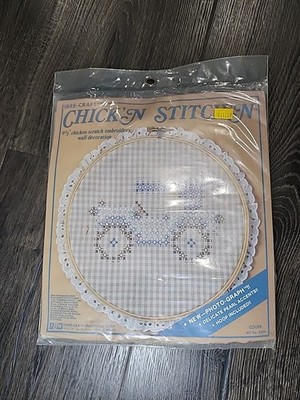 NEW Fibre-Craft CHICK’N STITCH’N Coupe Chicken Scratch Embroidery Wall ...