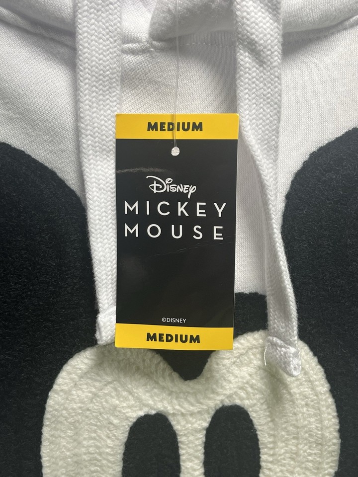 Disney Mickey Mouse Hoodie Womens M Pullover Embroidered Face Graphic ...