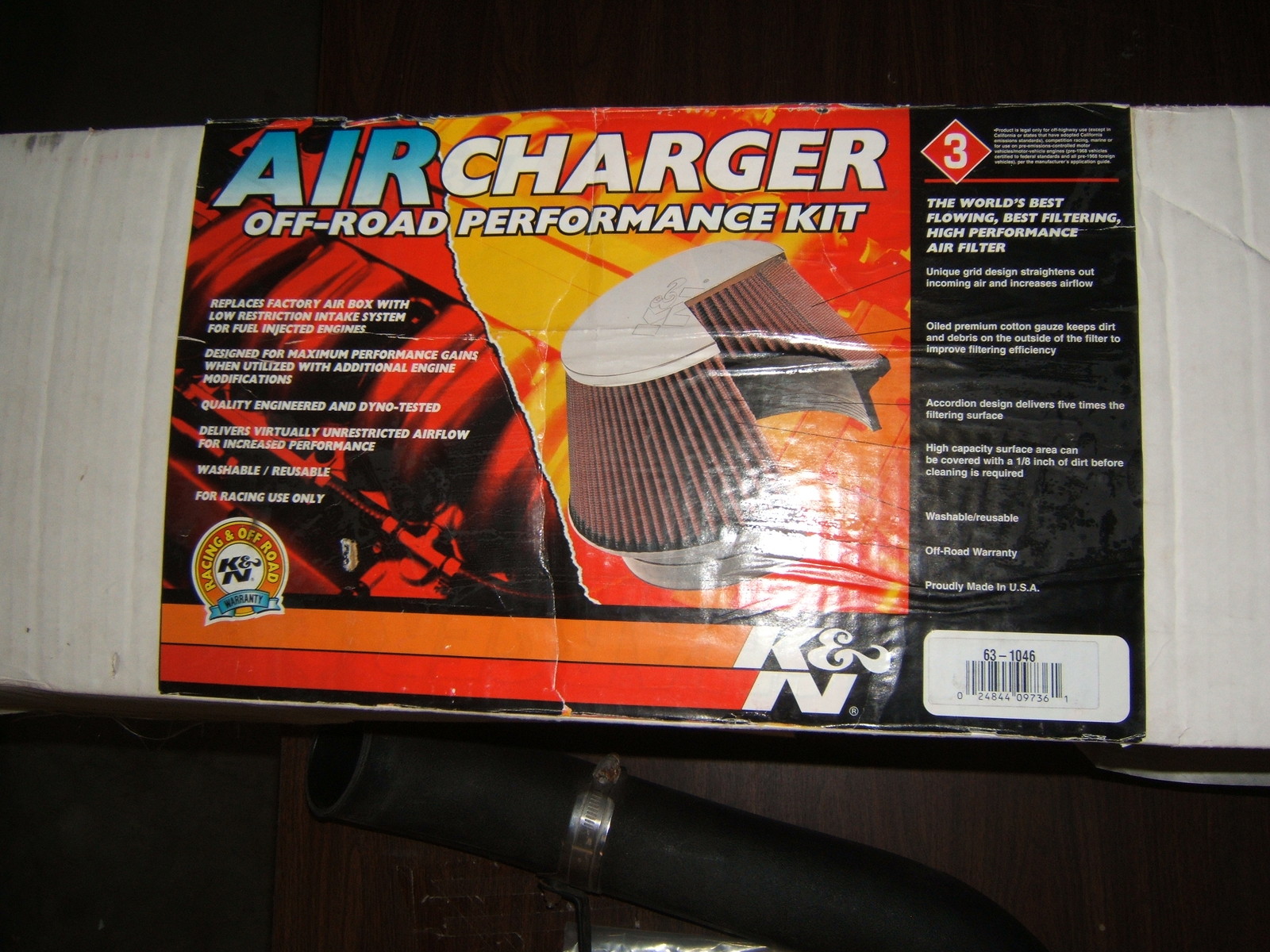 Used K&N Aircharger Cold Air Intake P/N-63-1046 w/ Mounting brackets ...