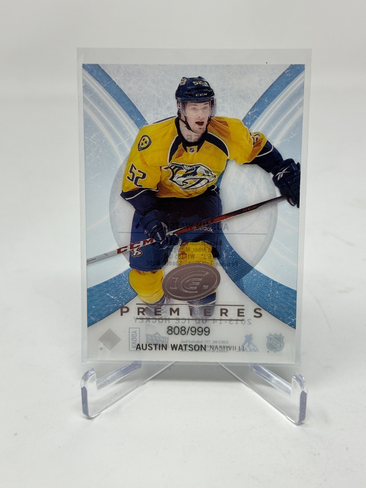 2013-14 UD Ice Premiers Hockey Austin Watson Rookie RC Card #55 #808/ ...