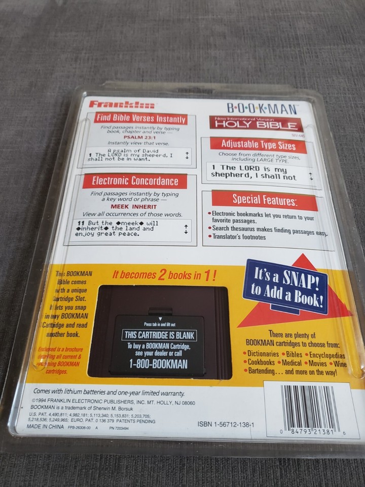 Sealed FRANKLIN BOOKMAN Electronic Holy Bible New International NIV-440 ...