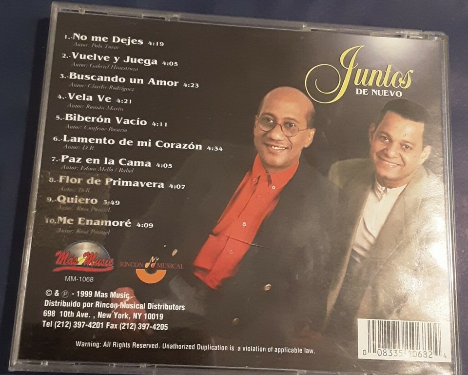 Dioni Fernandez y Charlie Rodriguez, Juntos de nuevo, vallenato cd | eBay