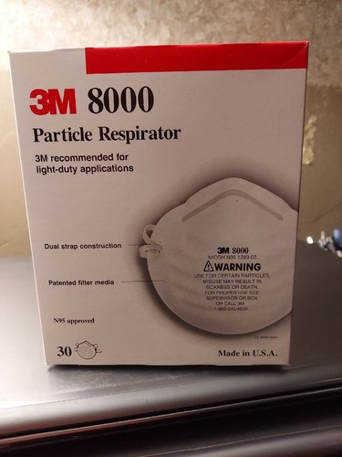3M 8000 Particle Respirators N95 Mask (30-Pack) 1289-03 USA (New ...