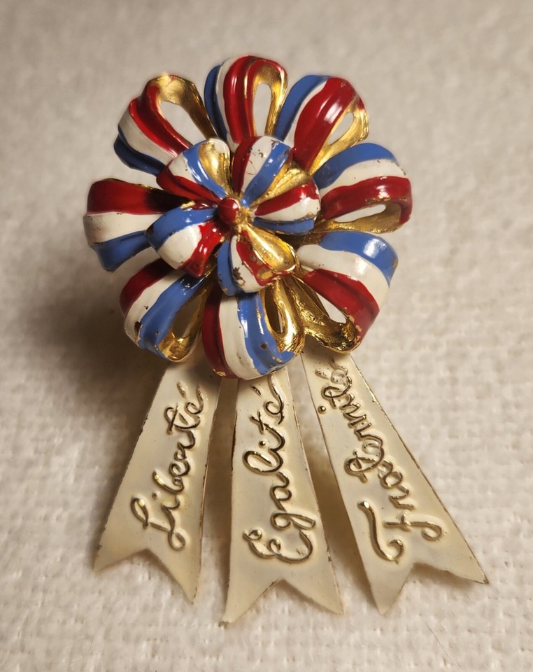 HTF Silson French Cockade Fur Clip Pin Brooch WWII Vintage Enamel Red ...