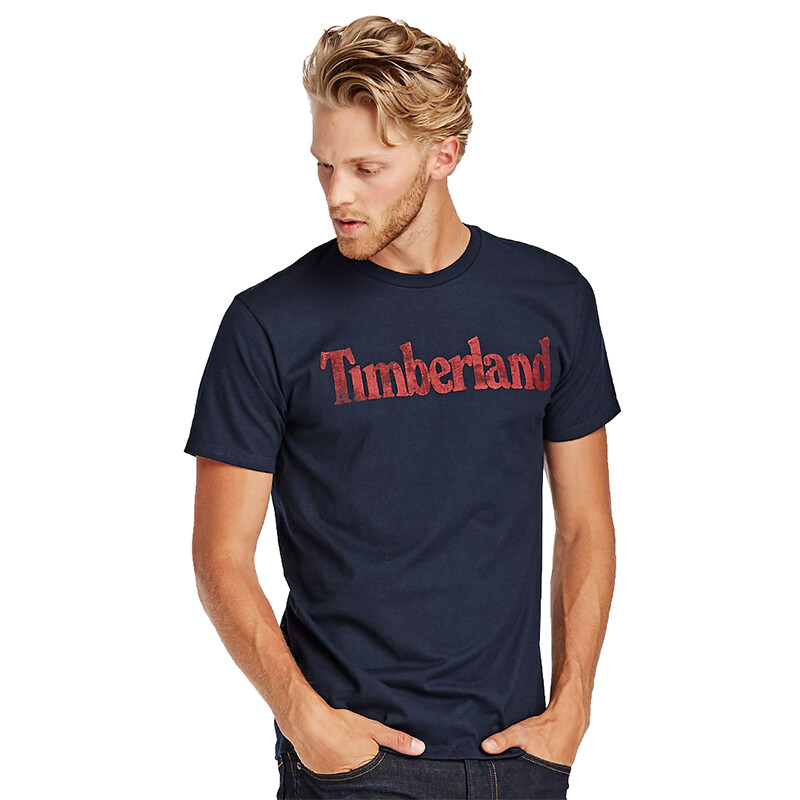 NWT Timberland Men's Faded Linear Logo Short Sleeve Crew Neck T-Shirt ...