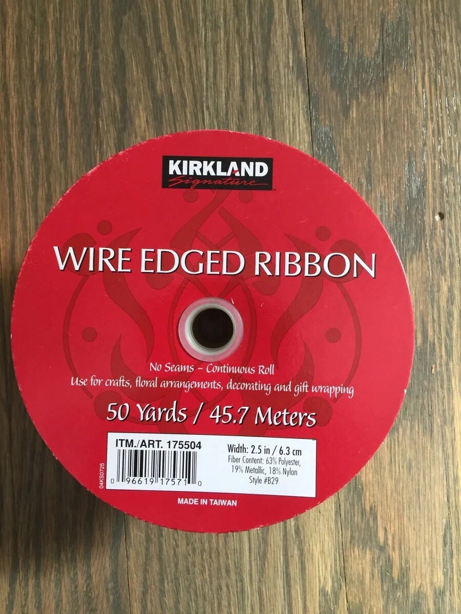 Kirkland 2.5" Wire-Edged GOLD Gift Ribbon 50 Yards Christmas Holiday ...