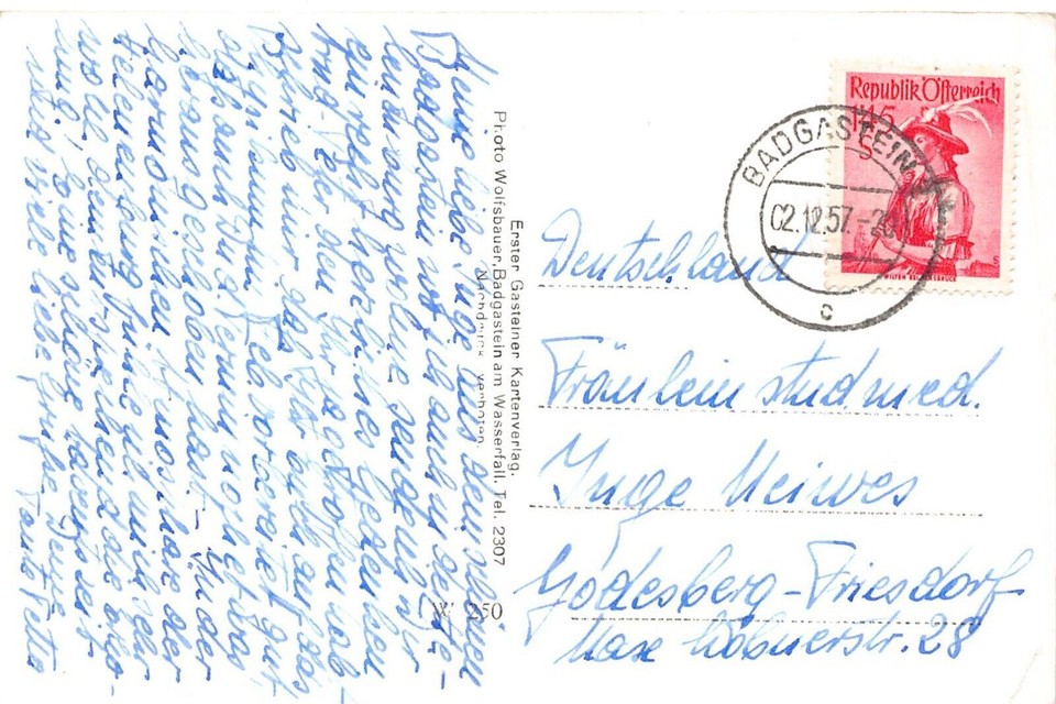 A131 Austria 1957 Helenenburg Badgastein 1083 m Mountain vintage ...