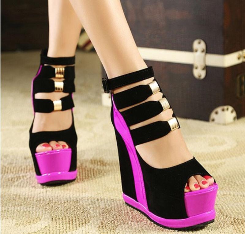 Hot Chic New Women Platform Zipper High Heels Sandals Evening Shoes ...