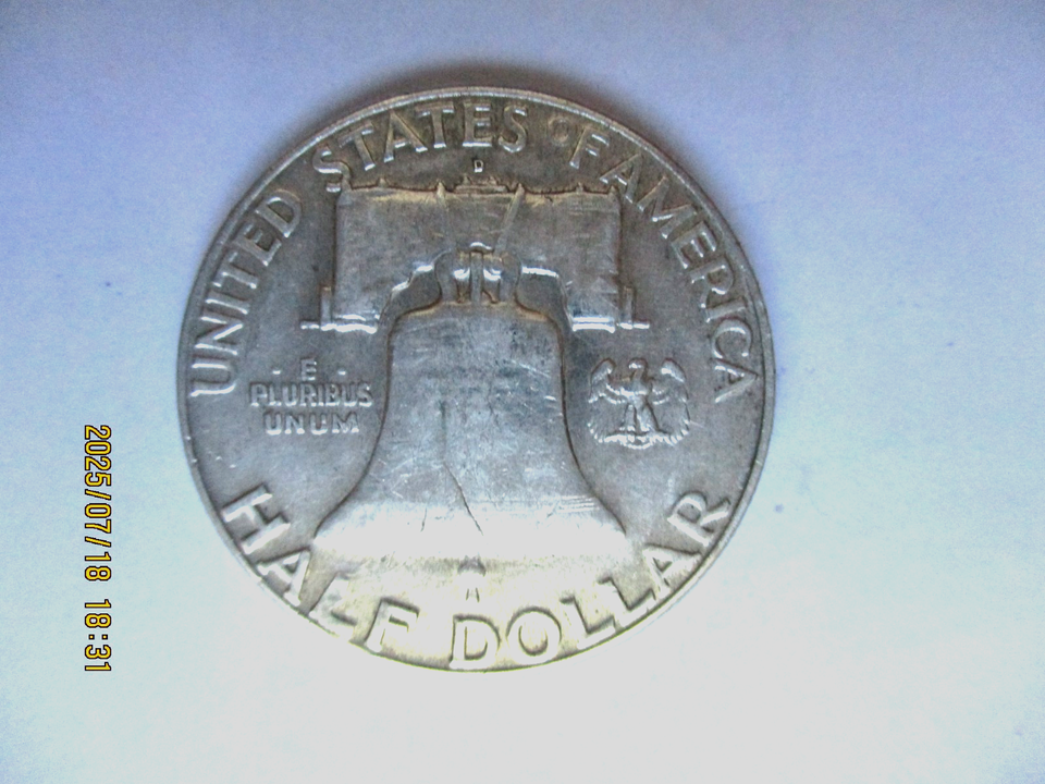 1963DFEANKLINHALF DOLLAR MADE OF 90% SILVER 10% COPPER. HAS A DOUBLE ...