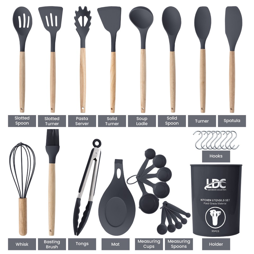 23 Piece Stainless Steel Kitchen Utensil Set Heat Resistance Cooking ...
