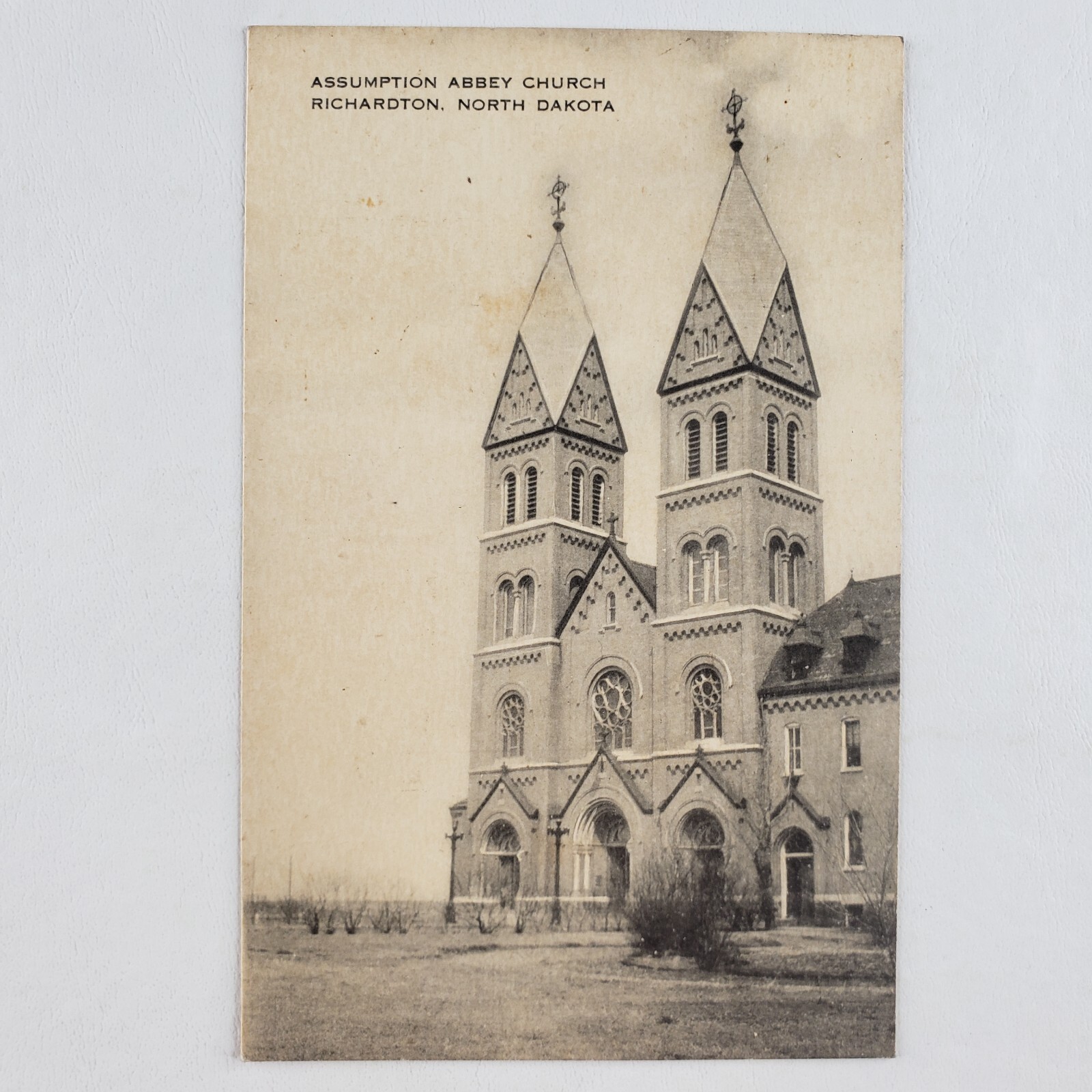 Assumption Abbey Richardton Postcard 1930s North Dakota Church Vintage ...