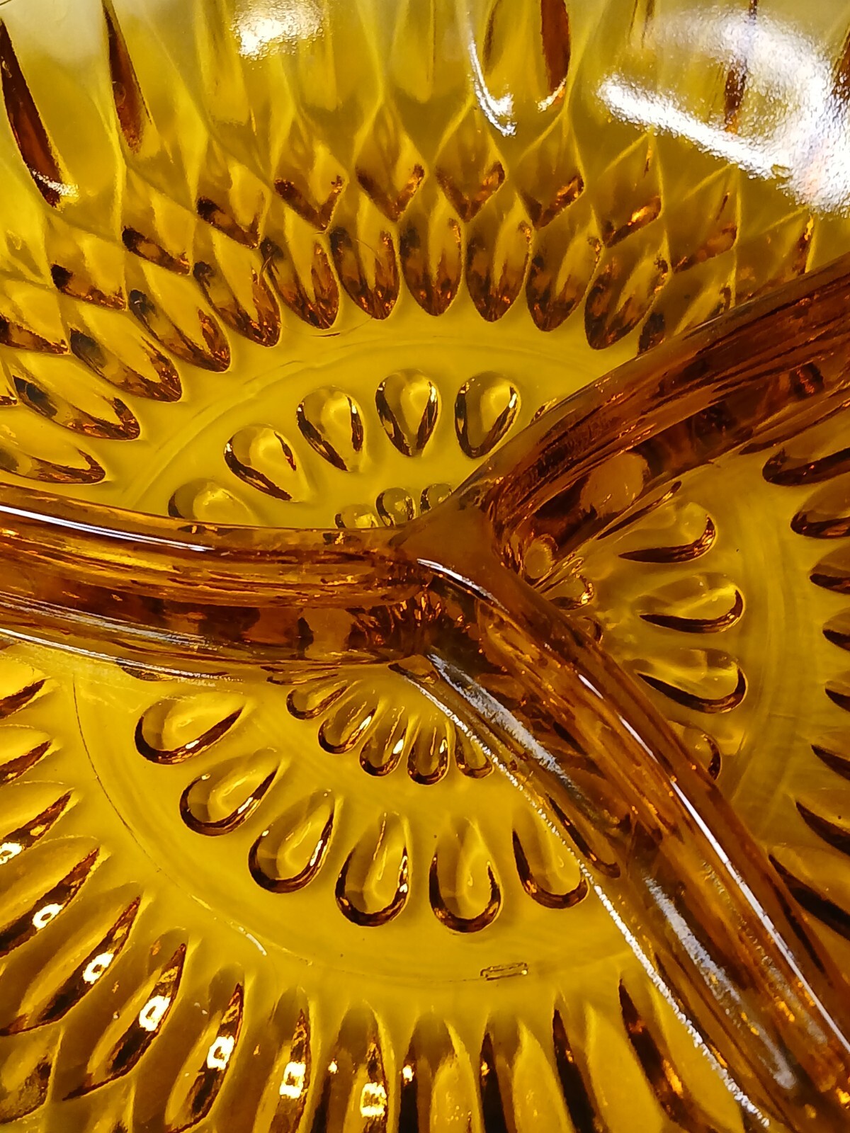 MCM Amber Gold Divided Relish Condiment Snack Dish 3 Compartment ...