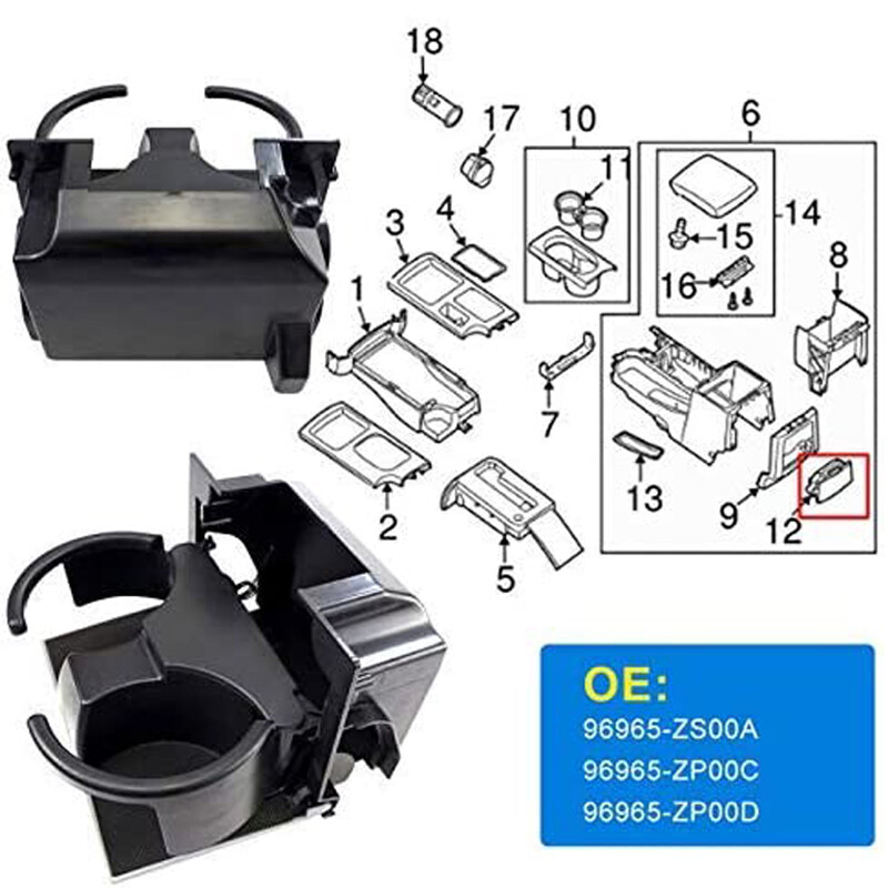 Rear Center Console Cup Holder For 2005-2019 Nissan Frontier Xterra ...