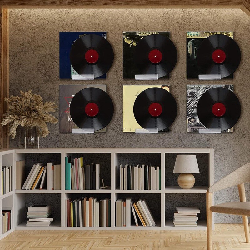 1X(8 Piece Clear Vinyl Record Shelf Wall Mount Vinyl Record Shelf Stand ...