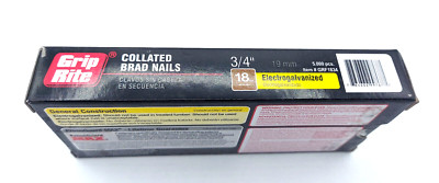 3/4" 18 Gauge Electro Galvanized Collated Brad Nails 18-ga (5,000 ct ...