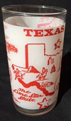 VINTAGE 5" SOUVENIR DRINKING GLASS TEXAS LONE STAR STATE FROSTED | eBay