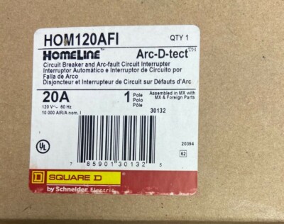 SQUARE D HOM120AFI Circuit Breaker 20A 120V 60Hz 785901301325| eBay