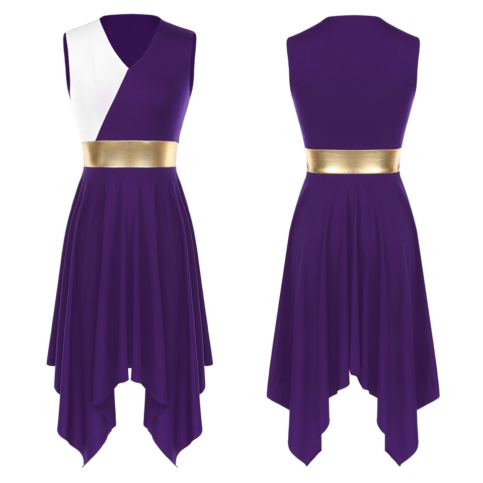 Womens Liturgical Praise Dance Dress Worship Dancewear Color Block ...