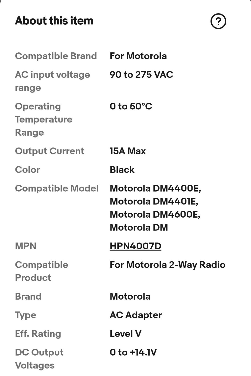 Motorola Switching Power Supply Model Ae210-3101501av HPN4007D for sale ...