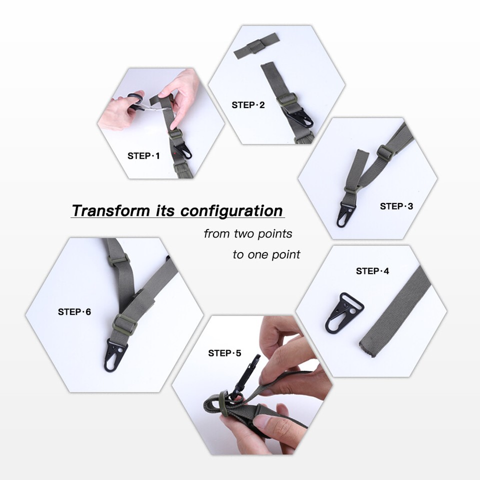 KRYDEX Tactical Sling 2 / 1 Point Shoulder Strap Padded Shooting Sling ...