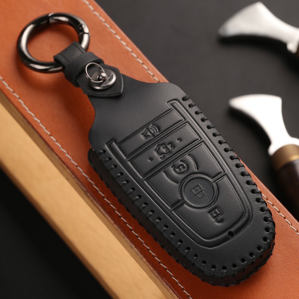 Leather Remote Key Chain Ring Cover Case Shell For Ford F250 F450 F550 ...