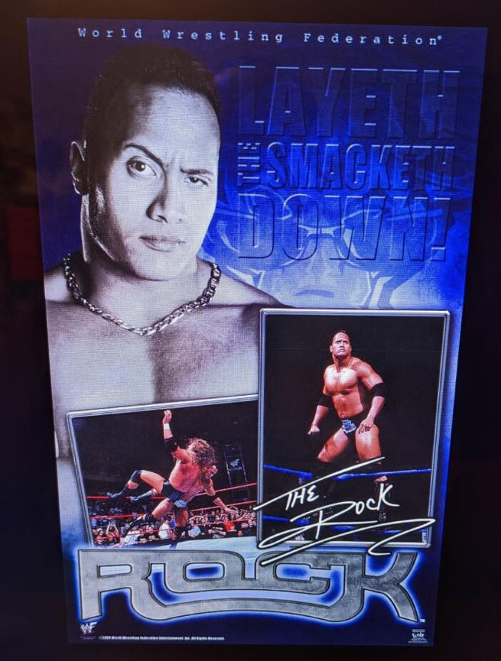 2000 WWF THE ROCK LAYETH THE SMACKETH DOWN POSTER 22 X 34 VTG SEALED ...
